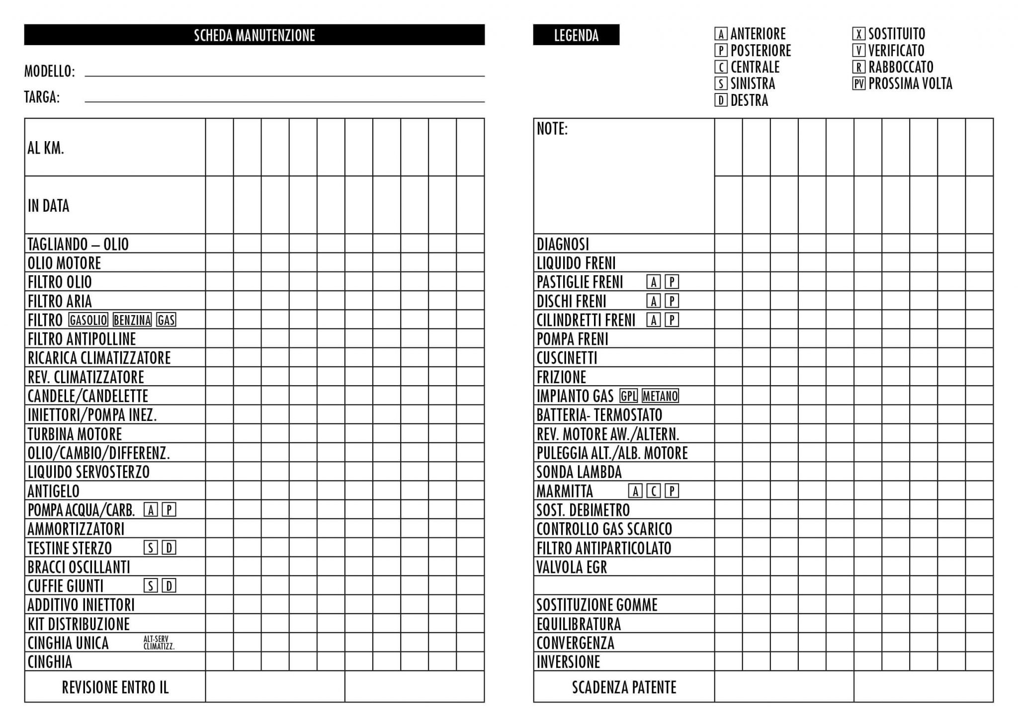 Scheda di Manutenzione 15x21 - Graphicimprint Scheda di Manutenzione 15x21 - Graphicimprint